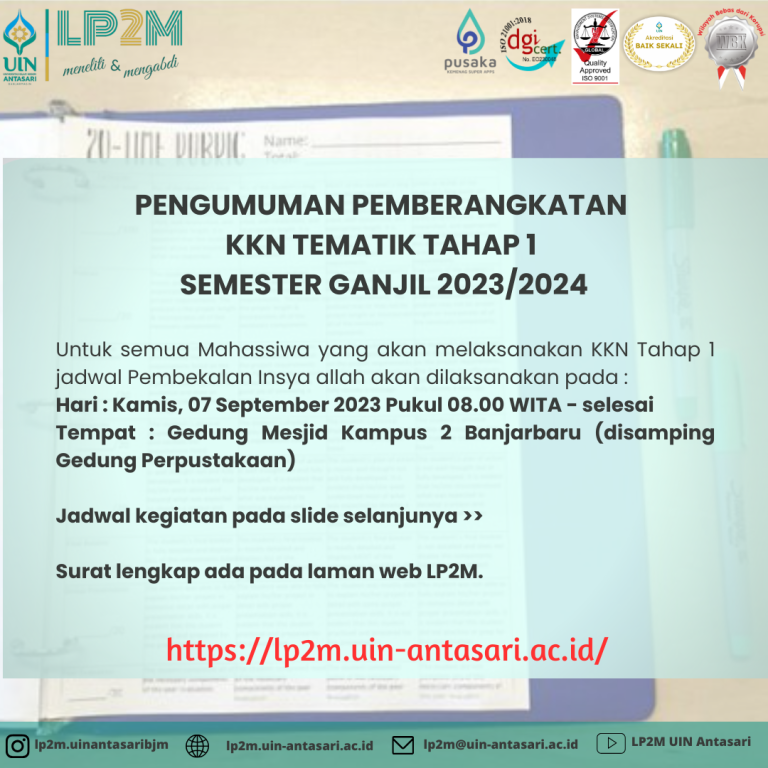 Pembekalan KKN Tematik Tahap 1 Semester Ganjil 2023/2024 - LP2M