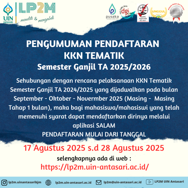 Pengumuman Pendaftaran KKN TEMATIK Semester Ganjil TA 2025/2026 - LP2M